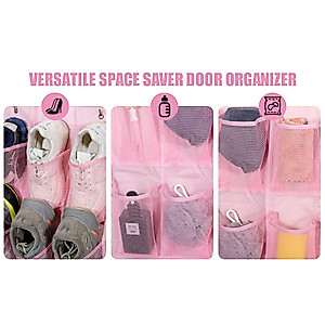 FIRCRE Over the Door Shoe Organizers 28 Mesh Pink Pockets Hanging Shoes Organizer Shoe Rack for Closet Entryway Bedroom Bathroom Pantry Shoe Holder for Women High Heeled Shoes roducts