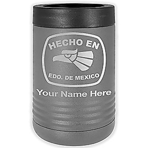 LaserGram Double Wall Insulated Beverage Can Holder, Hecho en Edo de Mexico, Personalized Engraving Included (Standard Can, Gray)