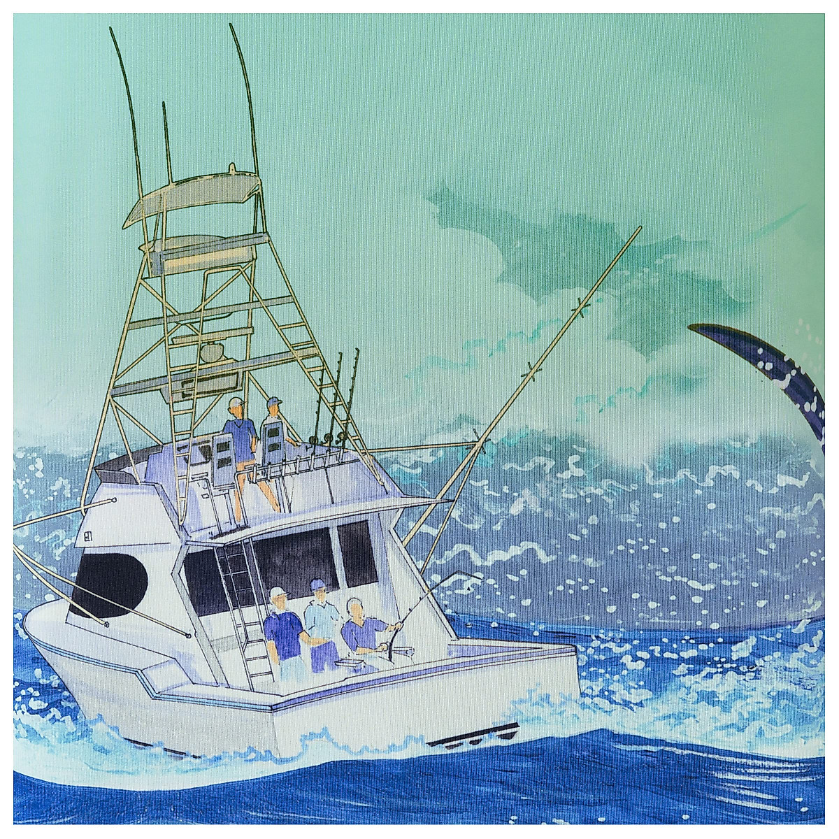 Guy Harvey Men’s Long Sleeve Performance Shirt with 50+ UPF Sun Protection, Beach Glass/Offshore Charter, 3X-Large