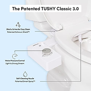 TUSHY Classic 3.0 Bidet Toilet Seat Attachment - A Non-Electric Self Cleaning Water Sprayer with Adjustable Water Pressure Nozzle, Angle Control & Easy Home Installation (Platinum)