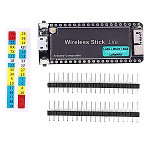 0.96in OLED Display Development Board Set, SX1276 Chip ESP32 MCU Module Pin Sticker 20Pin Row Pin Kits wirh Micro USB and Antenna Interface (915MHZ)