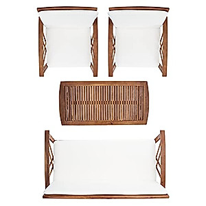 SAFAVIEH Outdoor Collection Fontana Natural/ Beige 4-Piece Conversation Patio Set with Cushions