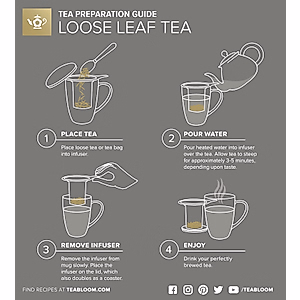 Teabloom Double-Wall Borosilicate Glass Mug with Stainless Steel Infuser and Lid – 15 OZ / 430 ML – 2 Gourmet Tea Flowers Included