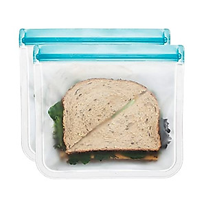 rezip 10-Pack Flat Reusable Lunch Bags | BPA-Free, Food Grade, Leakproof, Freezer and Dishwasher Safe | 10 Sandwich/Lunch Bags (3.5 Cup / 28-Ounce) | Aqua