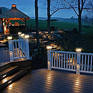 POWGDLT Solar Post Cap Lights Outdoor 20 Lumen Double LED Fence Post Solar Powered Waterproof Light for 4x4 or 5x5 Wood Posts in Patio, Deck or Garden Decoration,8 Pack (White)