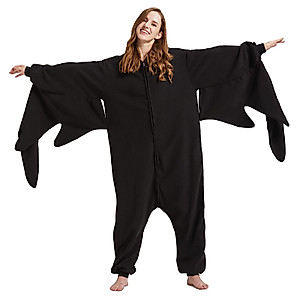 WAWRTOU Mothman Costume Halloween Onesie Adult Cosplay Animal Onesies Pajamas Christmas Sleepwear for Women Men