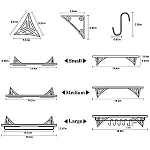 AMUR LEOPARD Floating Shelves Wall Mounted, Rustic Wood Wall Shelves Display Shelf Storage Rack with Towel Bar & 5 Hooks for Bathroom Kitchen Bedroom Set of 3( Weathered Grey/Paulownia Wood)