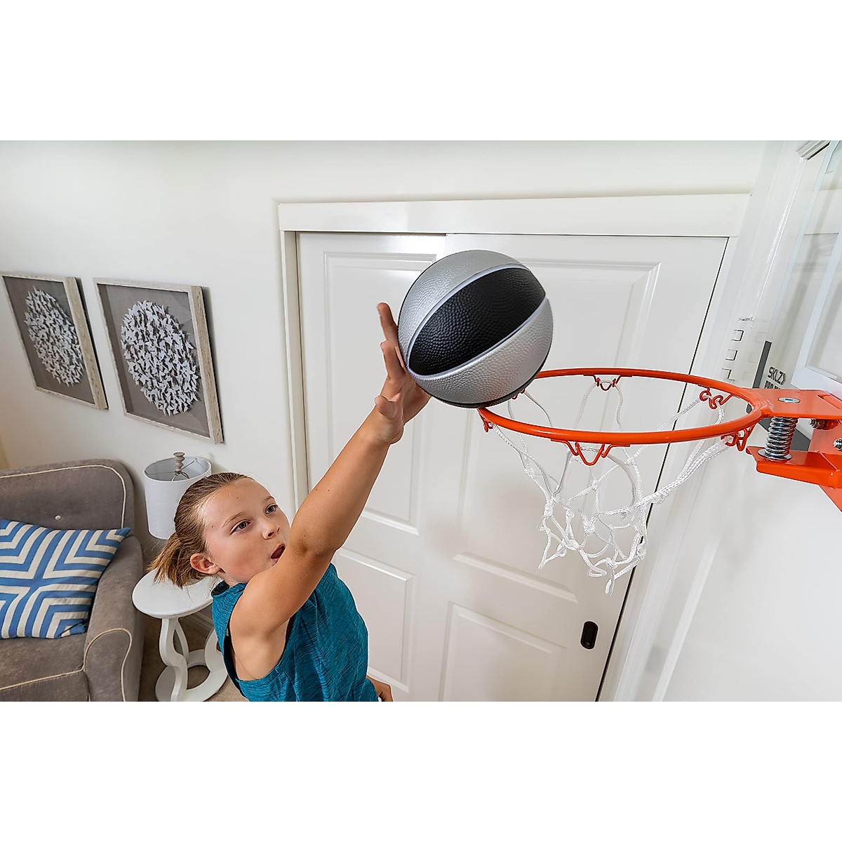 SKLZ Pro Mini Hoop 5-Inch Foam Basketball, Black/Silver
