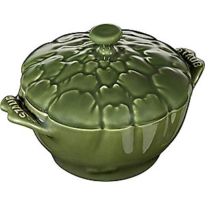 STAUB Ceramics Dutch Oven 16-oz Petite Artichoke Cocotte, Basil