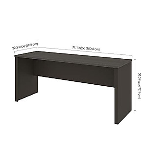 Bestar Prestige + Narrow Desk Shell, 72W, Bark Grey & Slate