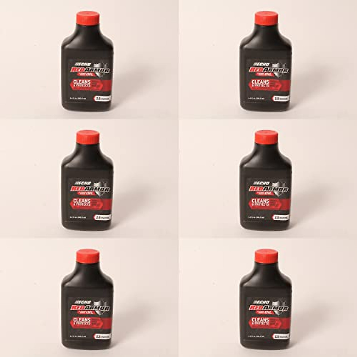 ECHO 6550025 PK6 Red Armor 6.4oz 2-Stroke Oil Mix, 2.5 Gallon (50:1)