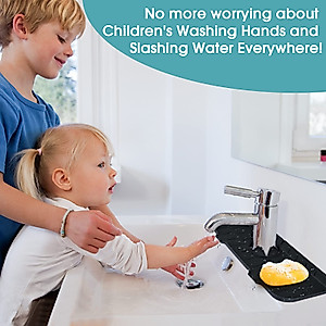 2 Pack Silicone Faucet Handle Drip Catcher Tray, Kitchen Sink Splash Guard Mat, Faucet Water Catcher Mat Sink Draining Pad Drying Mat for Countertop, Bathroom, Farmhouse, RV, Kitchen Sink Accessories