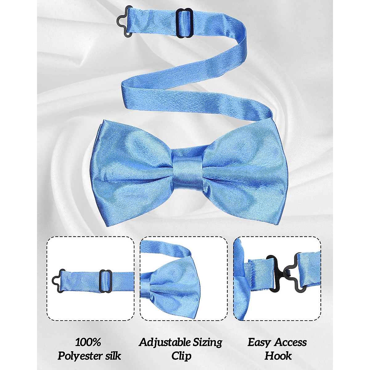 48 Pcs Bow Ties Bulk Elegant Pre Tied Bow Ties Formal Tuxedo Bowties Set with Adjustable Neck Band for Men Boys (Vivid Colors, Elegant Style)