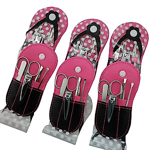 Spove Manicure Sets Pedicure Set Polka Dot Flip Flop Nail Clippers Manicure Kit Nail pack of 6 Hotpink