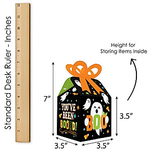 Big Dot of Happiness You've Been Booed - Square Favor Gift Boxes - Ghost Halloween Party Bow Boxes - Set of 12