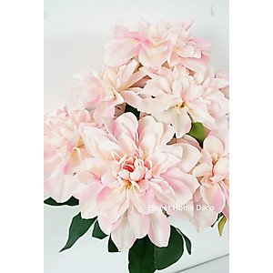 Sweet Home Deco 18’’ Supper Soft Silk Dahlia Artificial Flower Bouquet for Spring Summer Home/Wedding 10 Big Flower Heads (Pink)