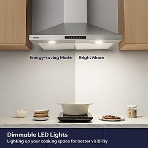 CIARRA Range Hood 30 inch 760m3/h Ductless Stove Hood Vent for Kitchen in Stainless Steel, Ducted and Ductless Convertible