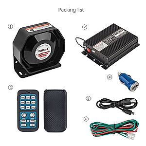 YHAAVALE 920 Car Amplifier Police Siren & Metal Ultra Slime Octagon Flat Speaker,DC12V 100W Multi-Tones Wireless Remote Control with Mic Loudspeaker Emergency Electronic PA System