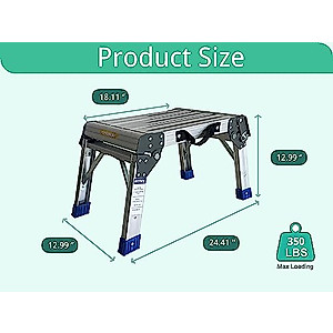 TOPRUNG Folding Step Stool Heavy Duty Lightweight Work Platform, Aluminum 350 lbs Weight Rating Anti-Slip Platform for Household Indoor Work