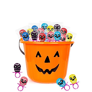 Fruidles Halloween Skull Hard Candy Rings, Day of the Dead, Individually Wrapped (12-Pack)