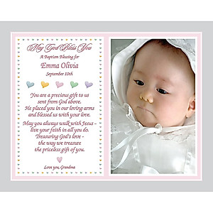 Poetry Gifts Custom Baptism Keepsake for Baby Girl, Personalized Print with Name, Date and Photo