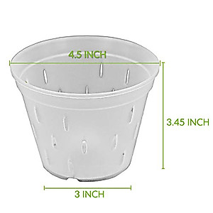 TRUEDAYS Orchid Pots with Holes Plastic Flower Plant Pot Clear Plastic Orchid Pot for Indoor Outdoor, 4.5 Inch 4 Pack