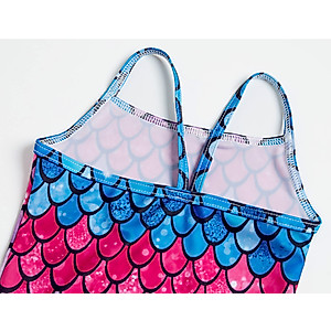 Girls Bathing Suits for 10-12 Years Old Big Kids Colorful Mermaid Scale Pattern Swimsuit One Piece Swimwear for Swim Lessons