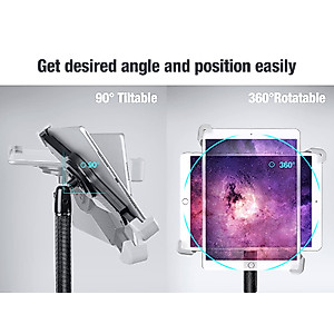 Elitehood 360 Rotatable iPad Holder, Universal Tablet Tripod Mount for 9.5-14.5' Tablets, iPad Pro, Air, & More, Compatible with 1/4'-20 Thread Tripods, Monopods, & Selfie Sticks