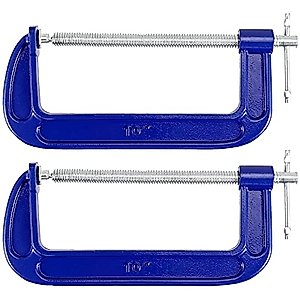 MUKLEI 2 Pack 10 Inch C-Clamp, Malleable Iron C-Clamp, Heavy Duty C-Clamp T-Bar Handle for Woodworking, Metalworking, 9 Inch Max Jaw Opening, 3.7 Inches Throat Depth