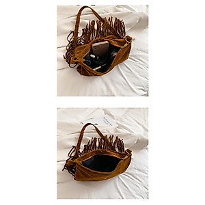 Vintage Western Cowgirl Style Fringe Crossbody Bags Country Women Hobo Hippie Grunge Tassel Faux Suede Shoulder Bags (Coffee,One Size)