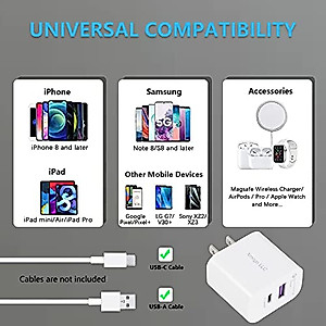 20W USB C Fast Charger, Xmogo PD Power Delivery Quick Charger Wall Power Adapter Plug Brick Cube Type C Box for iPhone, iPad Pro, Samsung Galaxy Z S Note, Google Pixel - 1 Pack