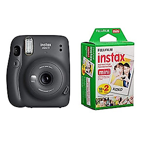 Fujifilm Instax Mini 11 Instant Film Camera, Charcoal Gray - with Slinger Instax Mini 11 Accessory Kit, 2X Fuji instax Mini I nstant Daylight Film Twin Pack, 20 Exposures