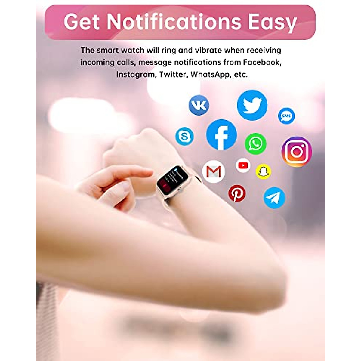 Smart Watches for Men Women (Answer/Make Call), Alexa Built in, 1.8" Full Touch Screen Fitness Tracker with Heart Rate SpO2 Sleep Monitor IP68 Waterproof Smart Watch for iPhone Android Phones, Pink,Bl