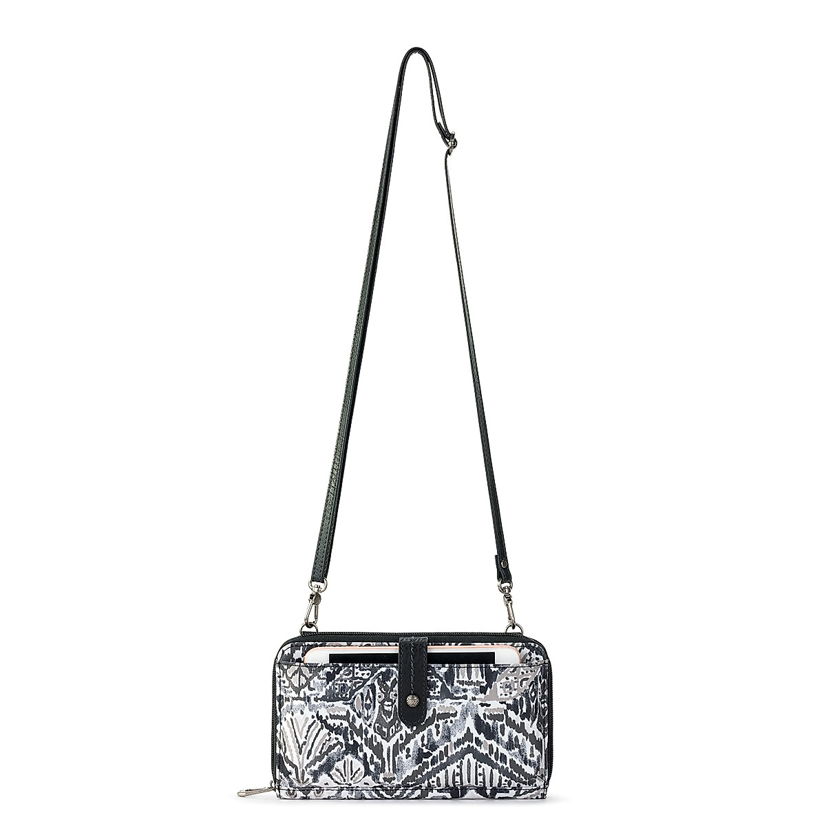 Sakroots Smartphone Crossbody Bag in Eco-Twill, Convertible Purse with Detachable Wristlet Strap, Includes Phone Wallet Pockets, Jet Brave Beauti