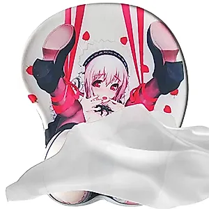Funny Sexy Anime Mouse Pad 3D Cute Mouse Pad Office Ergonomic Computer Mouse Pad Kawaii Gaming Mousepad with Wrist Support Red