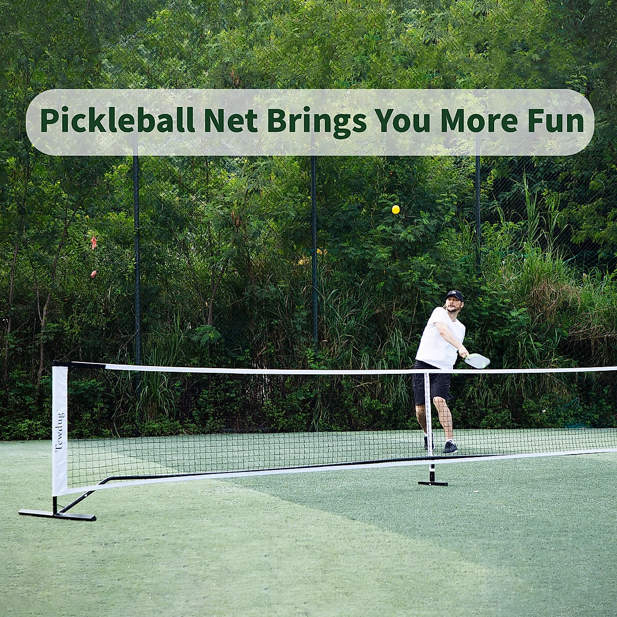 Portable Pickleball Net, 22ft Regulation Size, Sturdy Metal Frame, Tear-Resistant Net, Ideal for Backyards, Driveways, and Garages