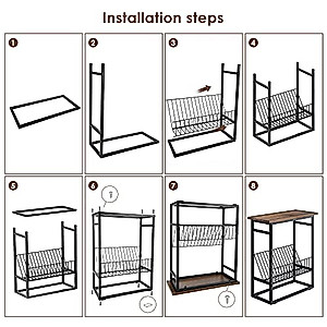 Unglehome End Table, Narrow Nightstand, Skinny Bedside Tables, Small Side Table for Small Spaces with Magazine Holder Rustic Slim Little Thin Table for Living Room, Bedroom, Sofa-Walnut