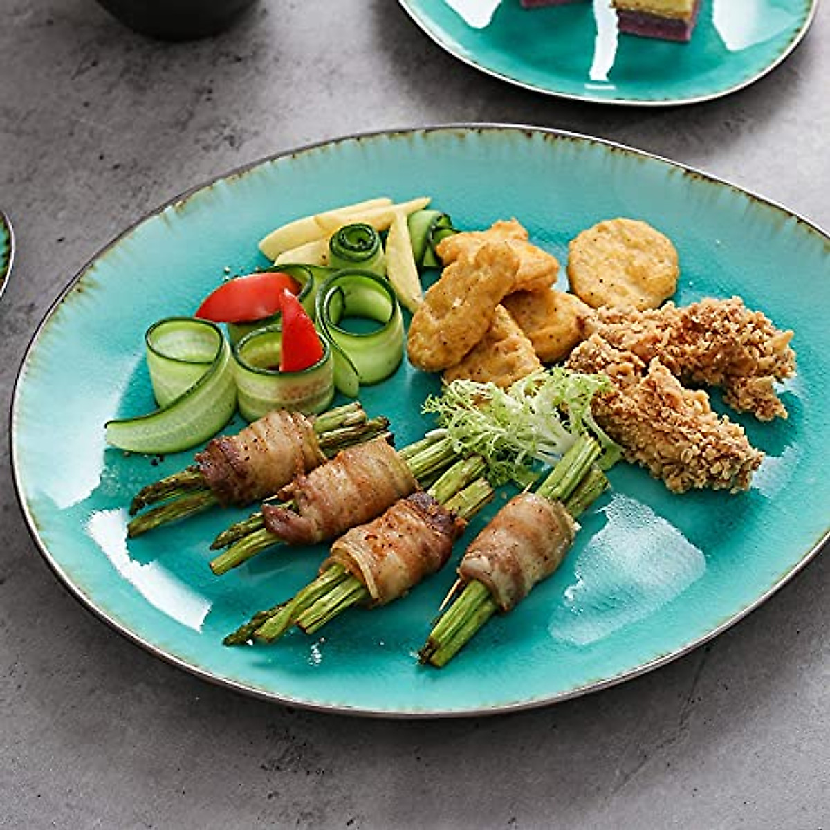 GagalU Porcelain Dinnerware Set33-Piece Pottery Stoneware Vintage Ceramic Dinner Set with 12*Dipping Dishes&Bowl,6*Dessert Plate,3*Dinner Plate Dinnerware Set