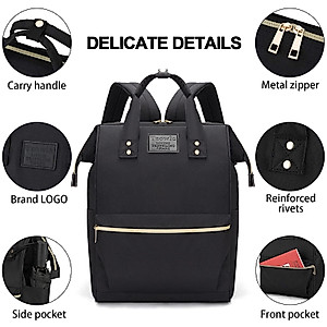 Tzowla Laptop Backpack for Women, Carry on Backpack, Durable Water Resistant, Light Weight, Reinforced Edges and Steel Frame, Metal Zippers, Travel, School, Black, 13.3 Inch