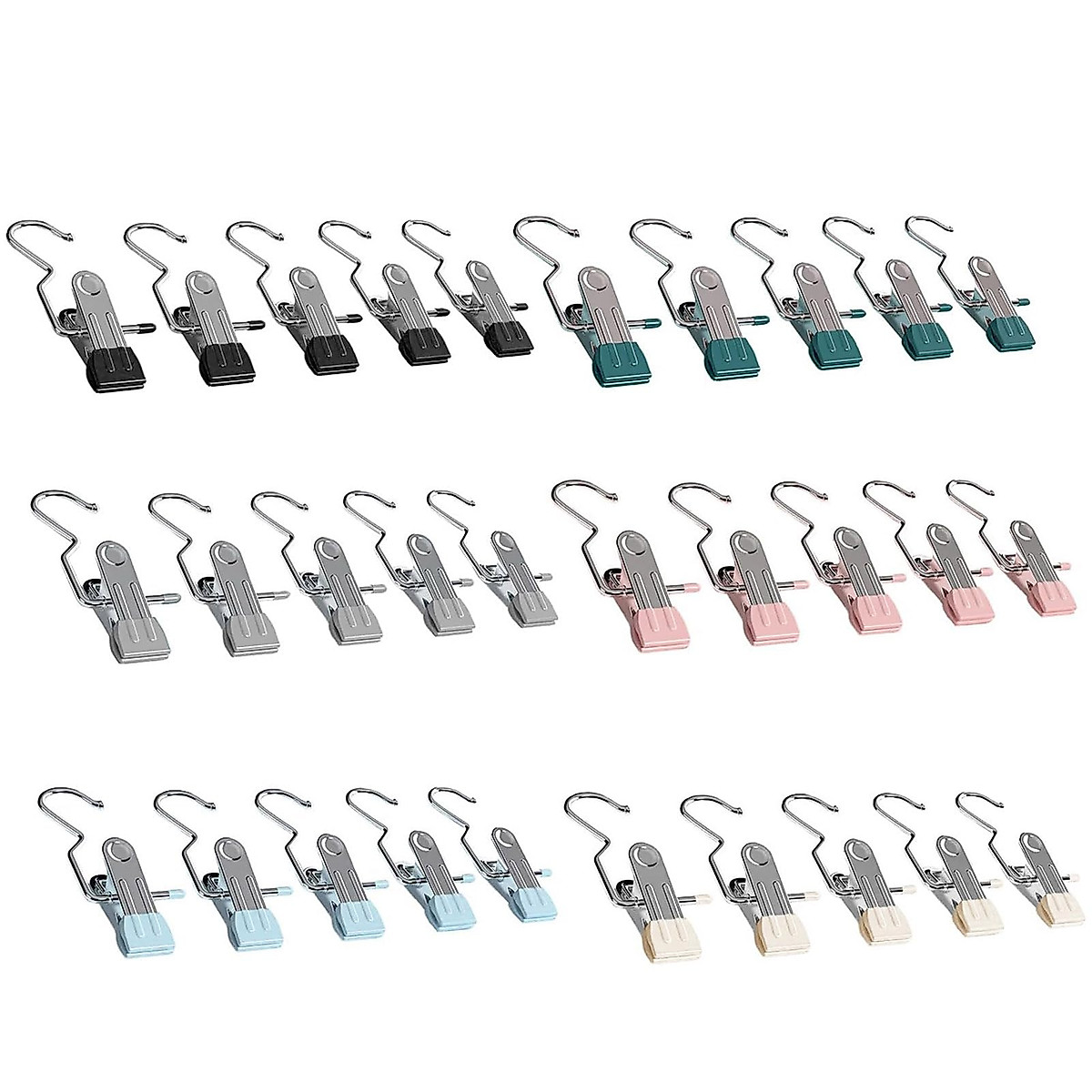 Tainrunse Versatile Clothing Organization Tools Space-Saving Hanger Clips 5pcs Hat Pants Storage Hanging Hook 360-degree Rotating Metal Hanger Clips Blue 5pcs