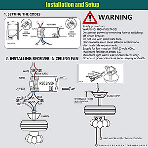 Universal Ceiling Fan Remote Control and Receiver Kit, Replacement of Hunter, Hampton Bay, Harbor Breeze, 3-Speed, Light Dimmer, Replace for Fan-HD, UC7078T, HD5, CHQ7078T