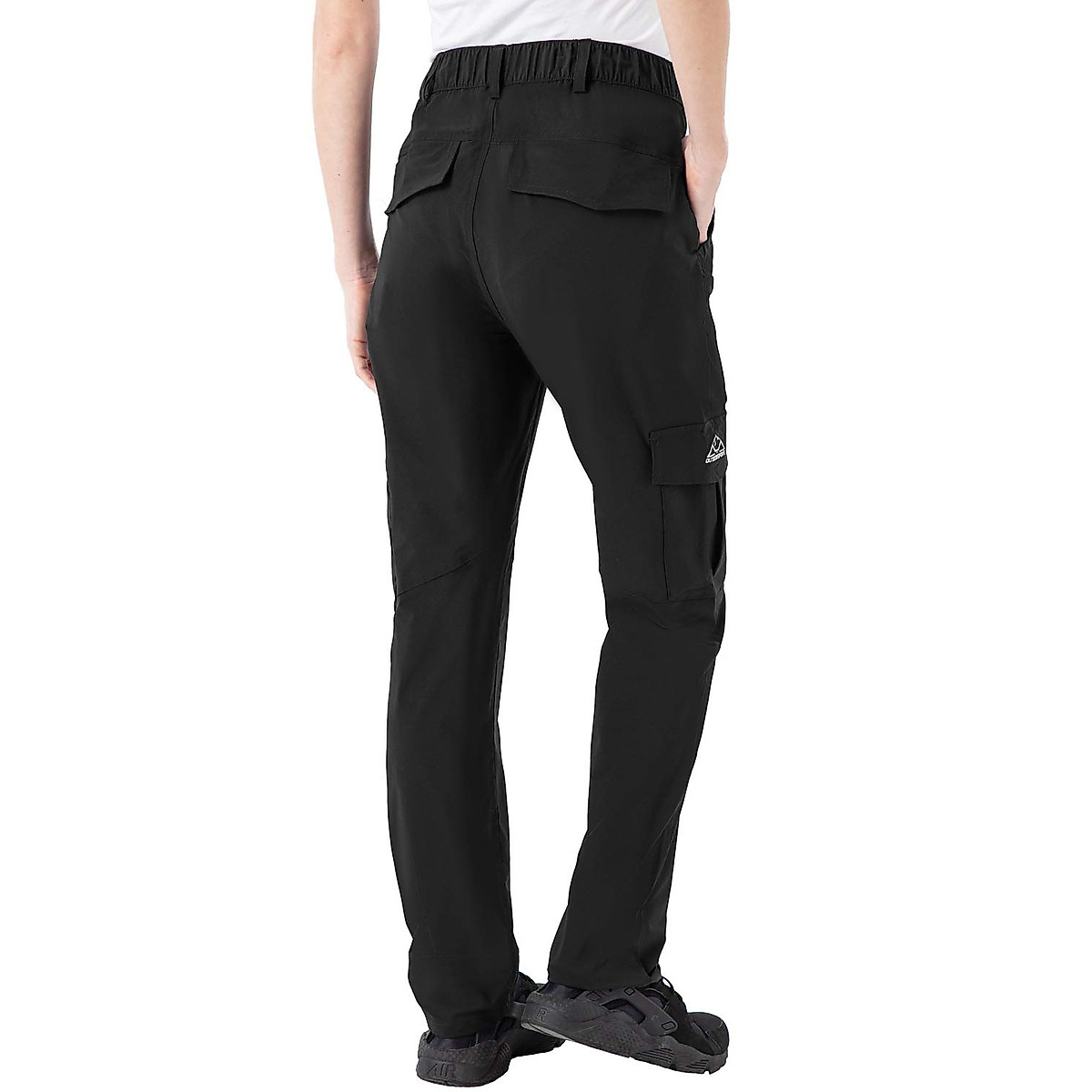 Rdruko Women's Hiking Cargo Pants Lightweight Water-Resistant Quick Dry UPF 50+ Travel Work Pants Zipper Pockets Black Large