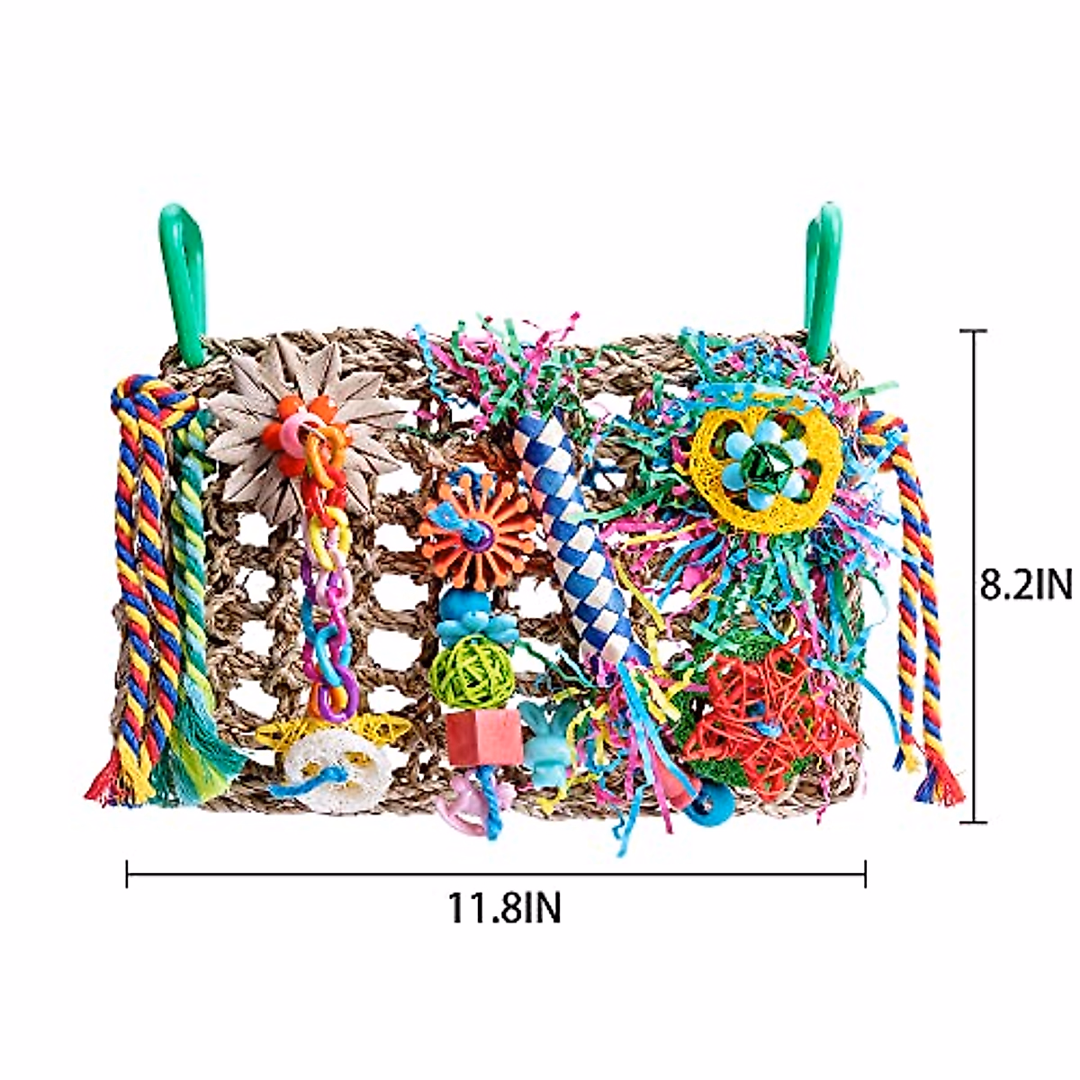 Bird toys, parrot toys, seaweed woven overhanging cushions, natural bird foraging chew toys, suitable for African grey parrots, Amazon parrots, lovebirds and other small and medium-sized birds