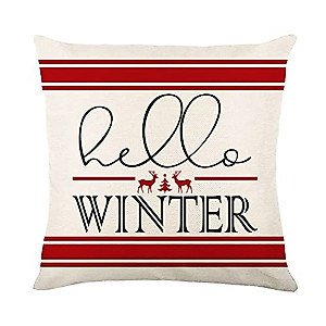 Scceatti Christmas Pillow Covers 18x18 in Square Winter Cushion Cover with Zipper Print Bohemian Toss Xmas New Pillowcases Protector for Couch Sofa Bed Living Room Home Decorations Gifts Decor Deals