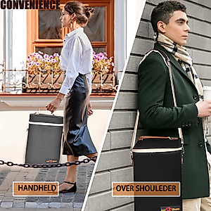 Insulated Leakproof Wine Cooler Bag, Portable Padded Wine Bottle Carrier for Picnic, BYOB, Restaurant, Beach - 2 Bottle, 14" x 9.2" x 4" (Black)