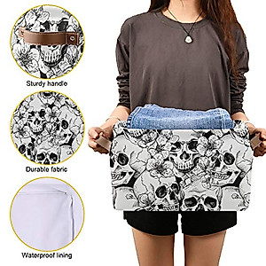 WELLDAY 2PCS Storage Basket White Skull Large Foldable Storage Bin Cube Collapsible Organizer
