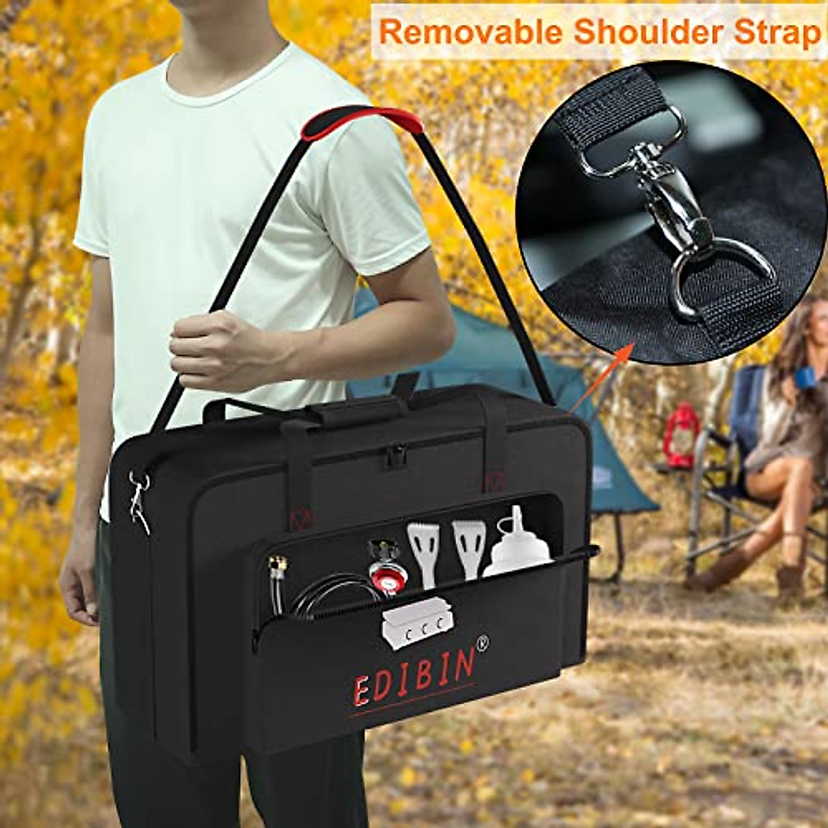 Portable Grill Carry Bag Compatible with Royal Gourmet PD1301R,Fit for Royal Gourmet PD1301S Portable 24-Inch 3-Burner Table Top Gas Grill Griddle with Cover