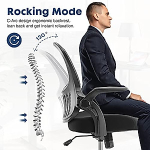 Office Chair Desk Chair Computer Chair Ergonomic Office Chair with Flip-up Arms, Home Office Desk Chairs Mesh Office Chair Mid Back Computer Desk Chair with Wheels