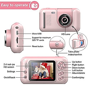 sikiwind Kids Camera for Boys and Girls, Digital Camera for Kids Toy Gift, Toddler Camera Birthday Gift for Age 3 4 5 6 7 8 9 10 with 32GB SD Card, Video Recorder 1080P IPS 2.4 Inch
