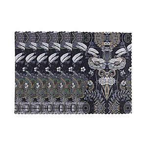 Placemats, Dragonflies Grey Print Placemats Set of 6, Heat Resistant Place Mats, Washable Table Mats